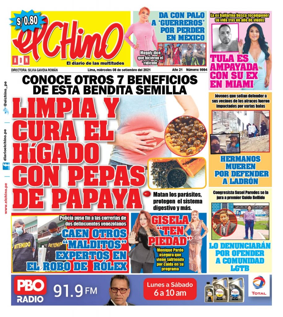 Portada impresa – Diario El Chino (08/09/2021) - El Chino