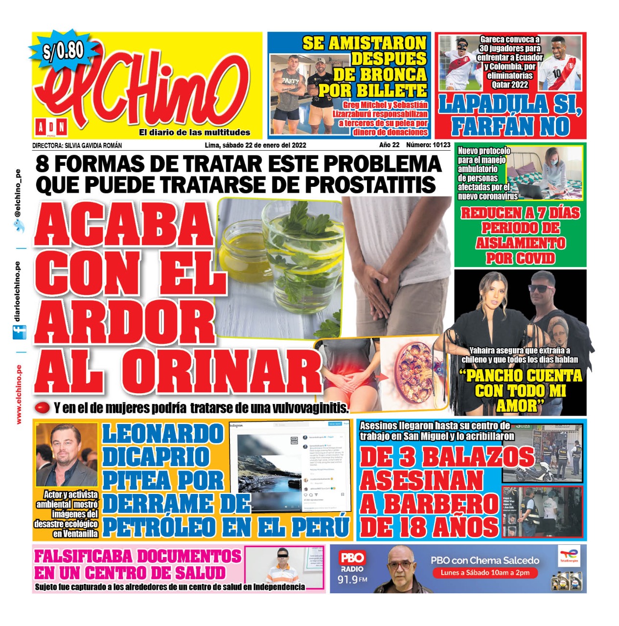 Portada impresa – Diario El Chino (22/01/2022) - El Chino