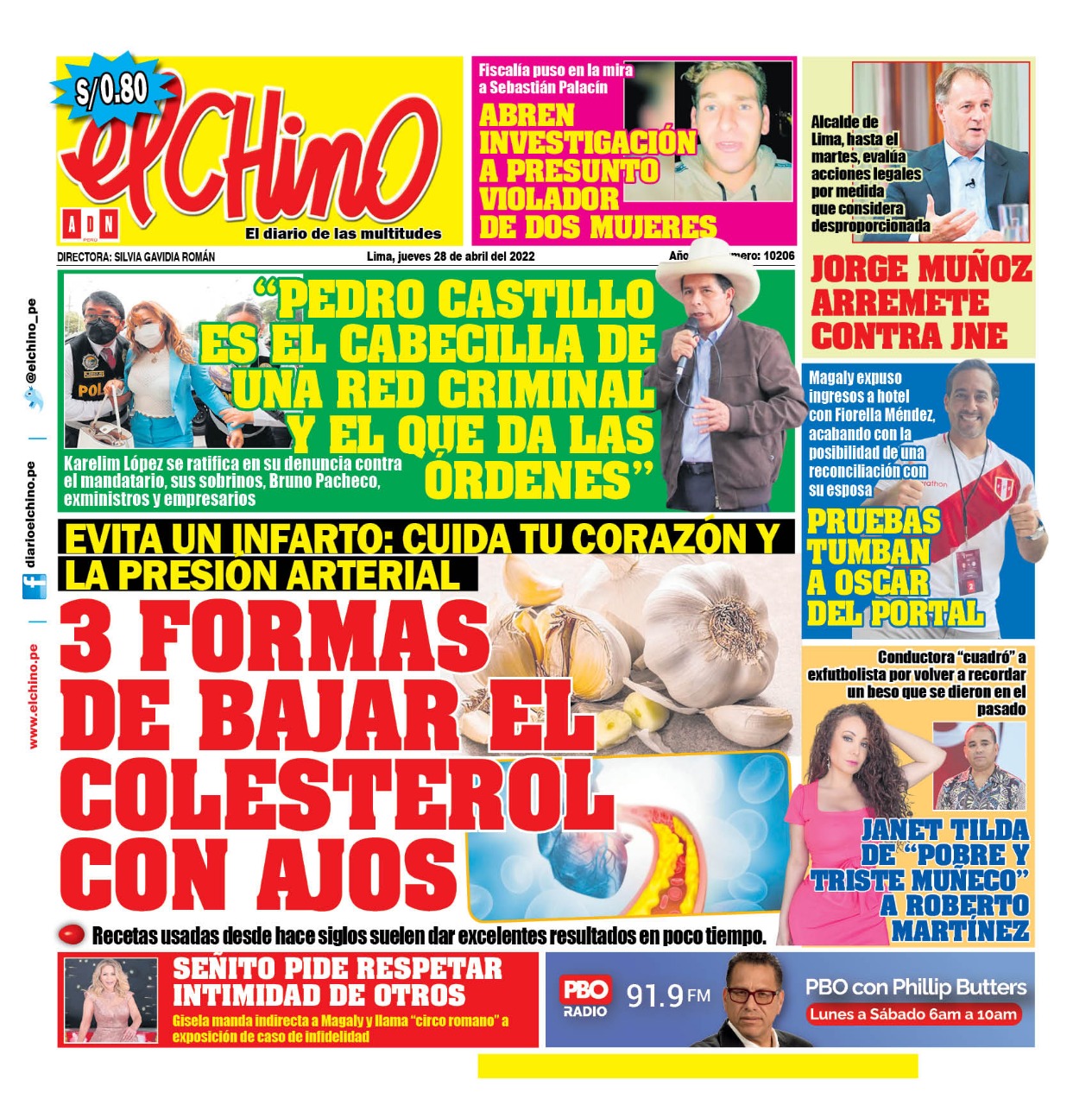 Portada impresa – Diario El Chino (28/04/2022) - El Chino