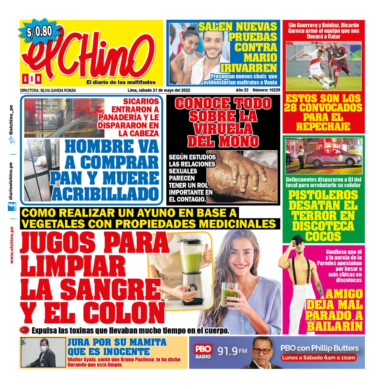 Portada impresa – Diario El Chino (21/05/2022) - El Chino