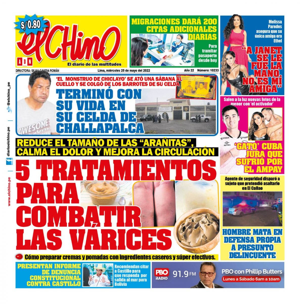 Portada impresa – Diario El Chino (25/05/2022) - El Chino