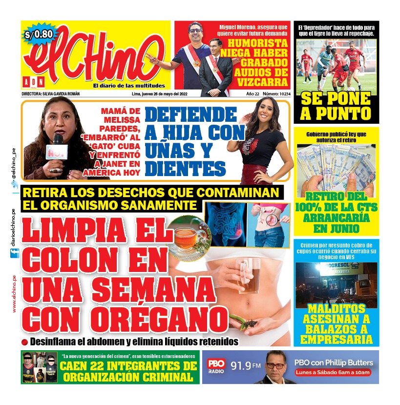 Portada impresa – Diario El Chino (26/05/2022) - El Chino