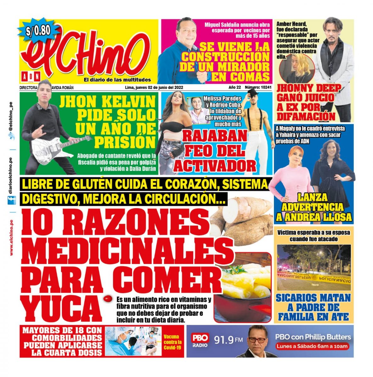Portada impresa – Diario El Chino (02/06/2022) - El Chino