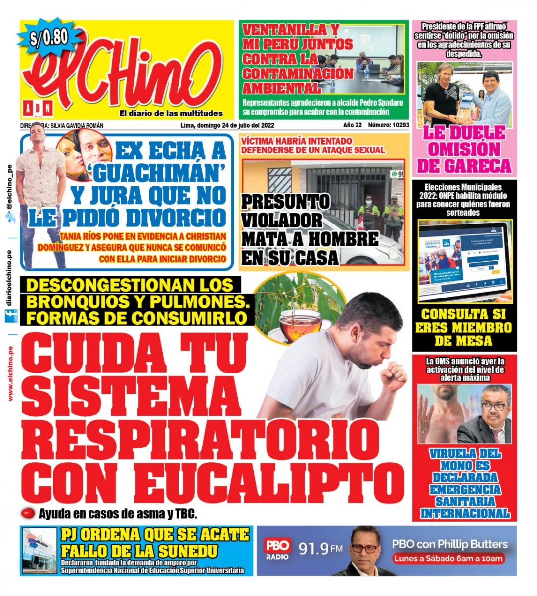Portada impresa – Diario El Chino (24/07/2022) - El Chino