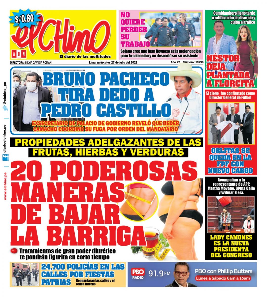 Portada impresa – Diario El Chino (27/07/2022) - El Chino