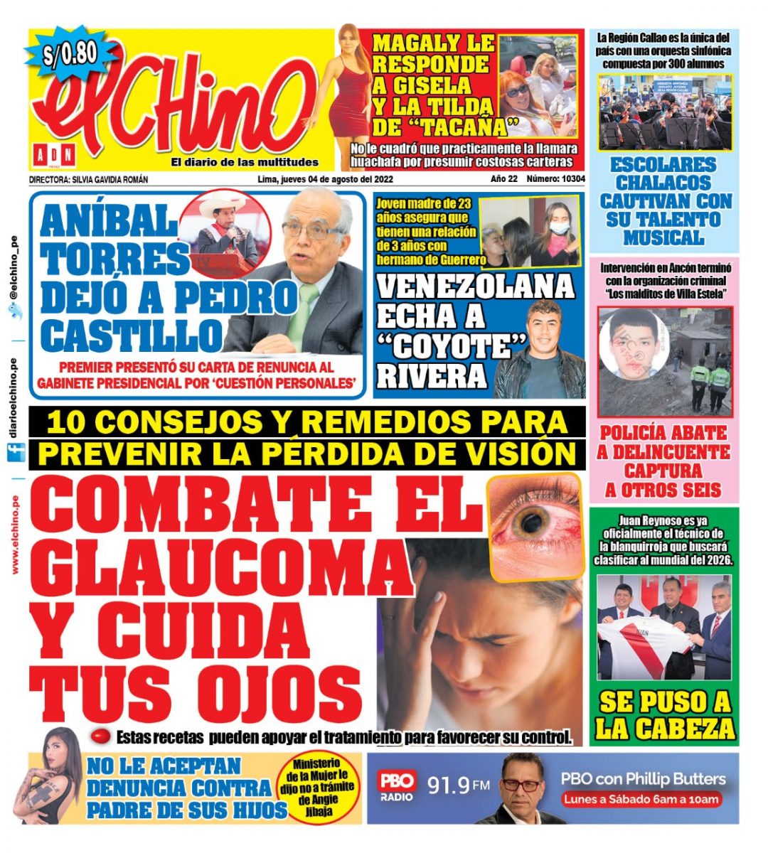Portada impresa – Diario El Chino (04/08/2022) - El Chino