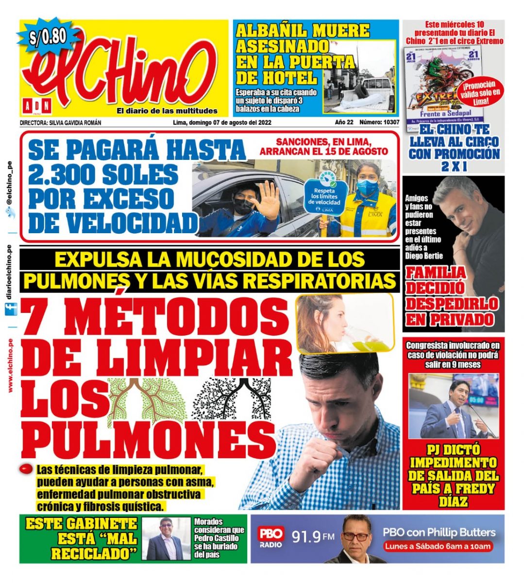Portada impresa – Diario El Chino (07/08/2022) - El Chino