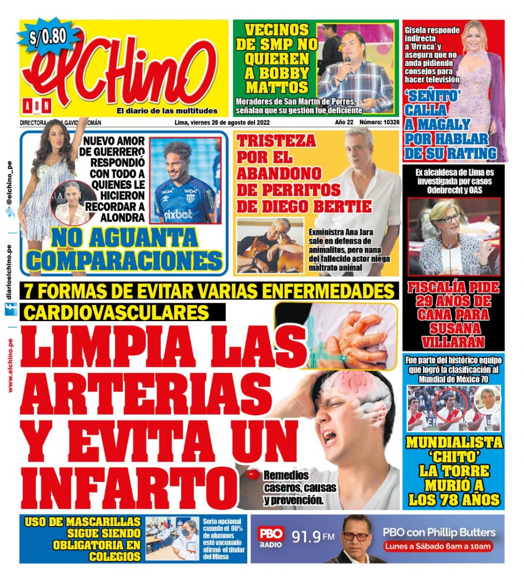Portada impresa – Diario El Chino (26/08/2022) - El Chino