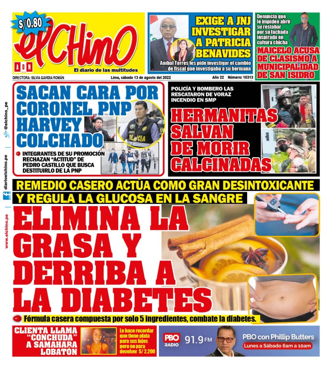 Portada impresa – Diario El Chino (27/08/2022) - El Chino