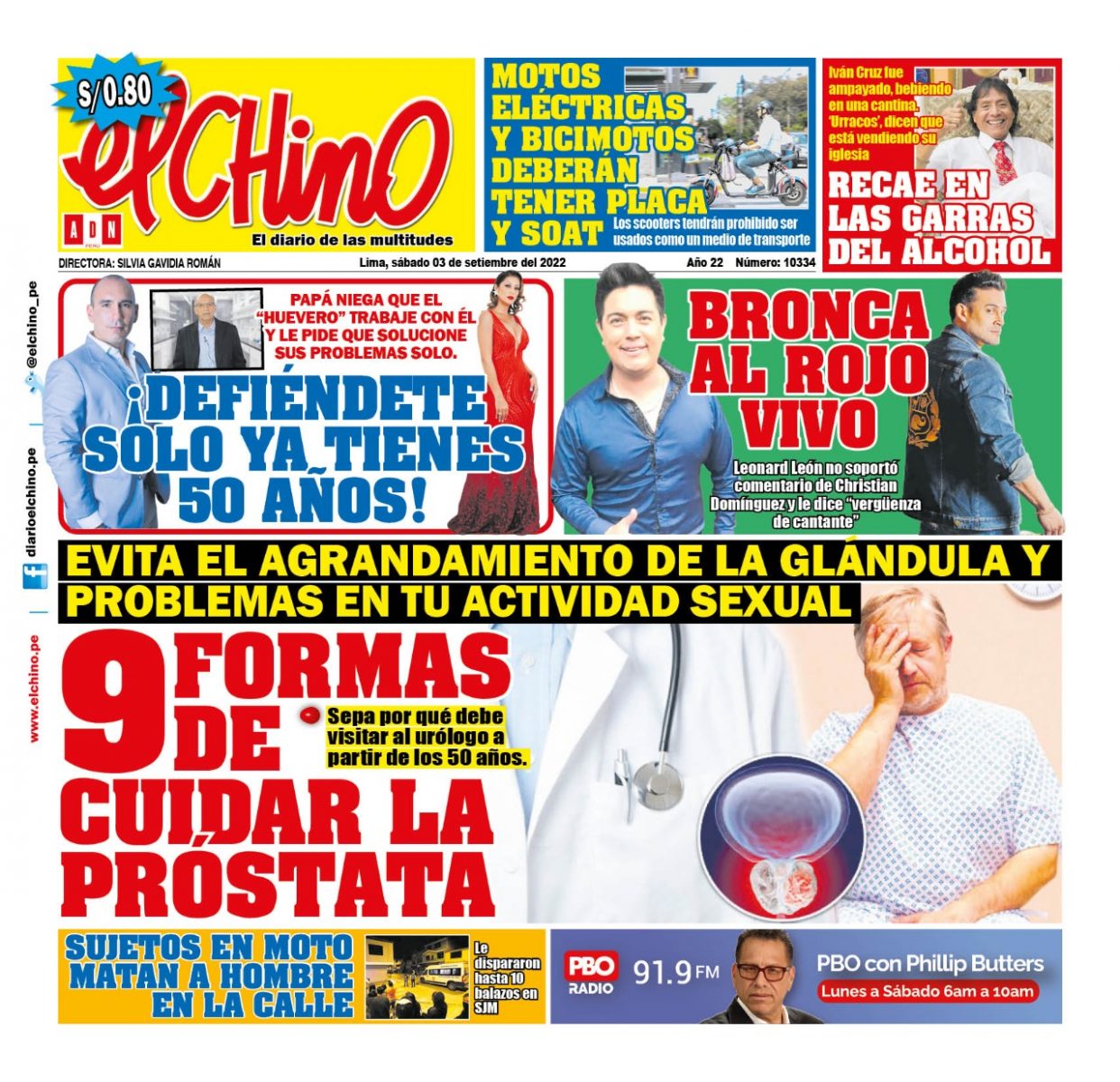 Portada impresa – Diario El Chino (03/09/2022) - El Chino