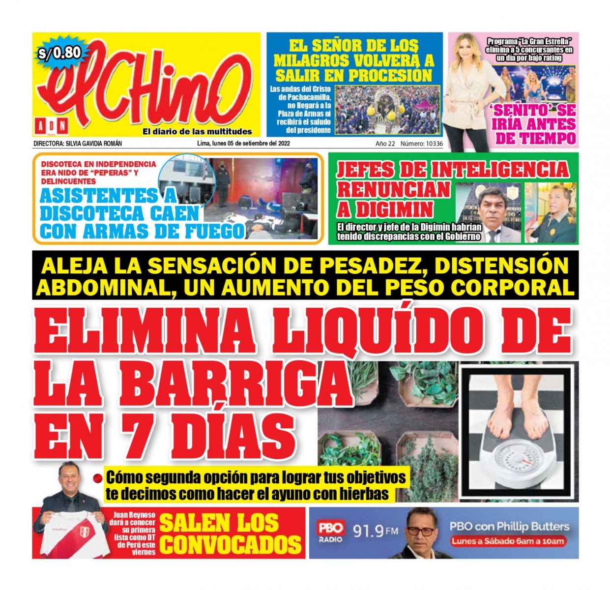 Portada impresa – Diario El Chino (05/09/2022) - El Chino