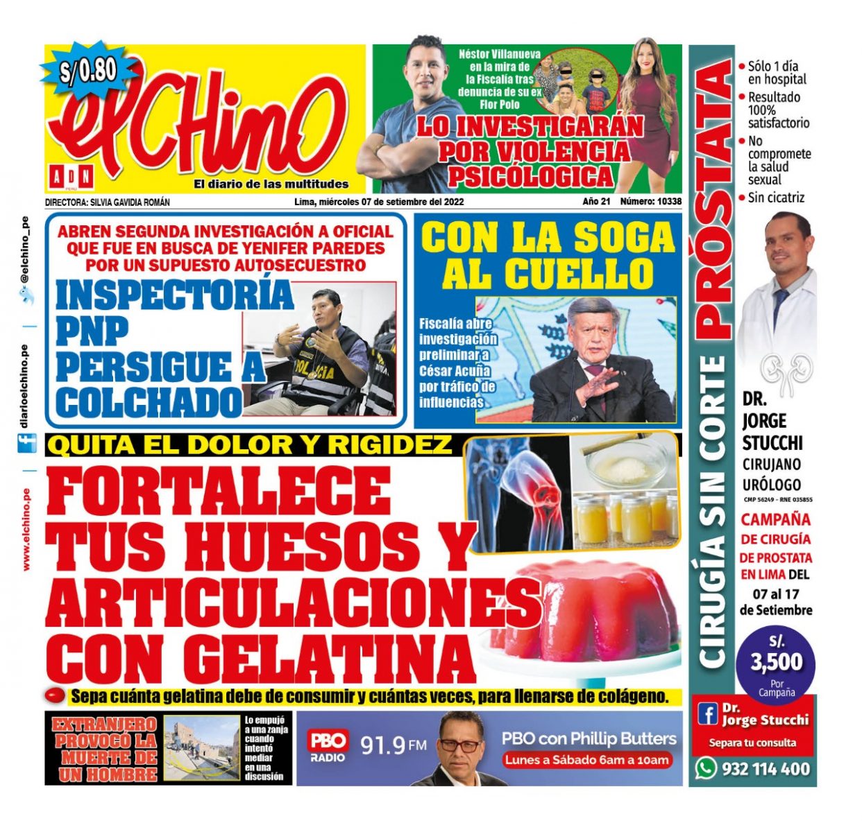 Portada impresa – Diario El Chino (07/09/2022) - El Chino