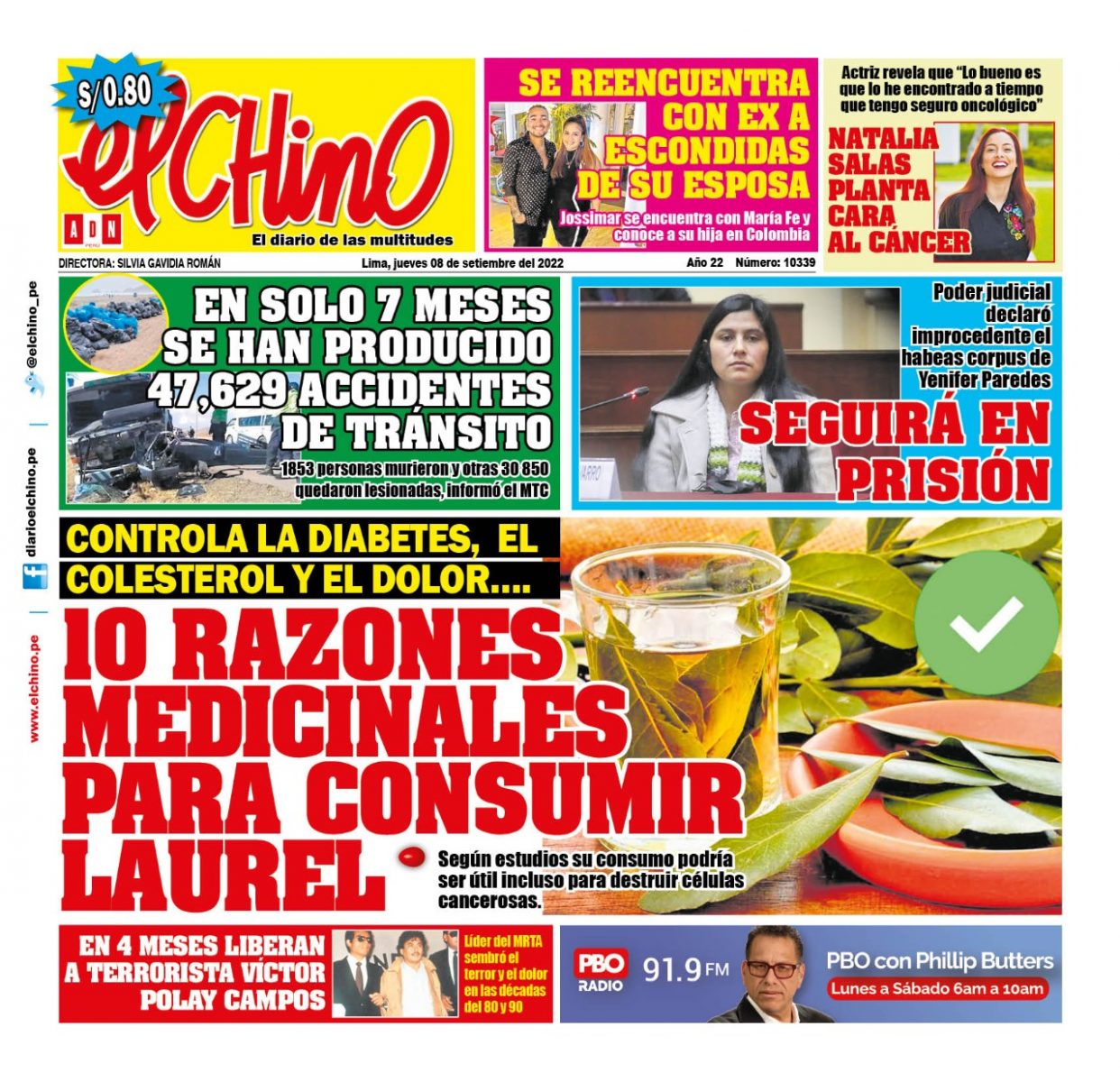 Portada impresa – Diario El Chino (08/09/2022) - El Chino