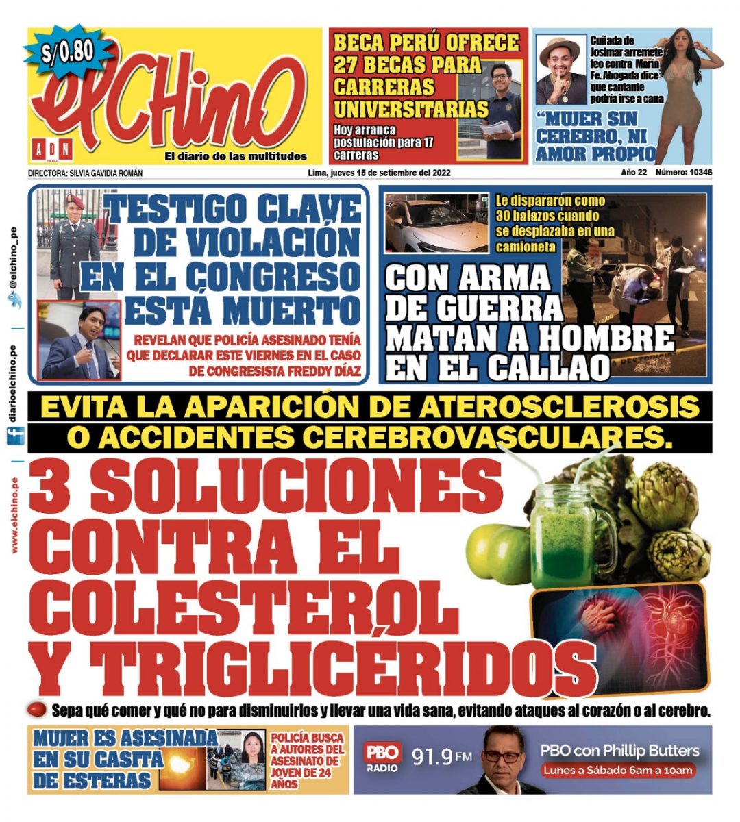 Portada impresa – Diario El Chino (15/09/2022) - El Chino