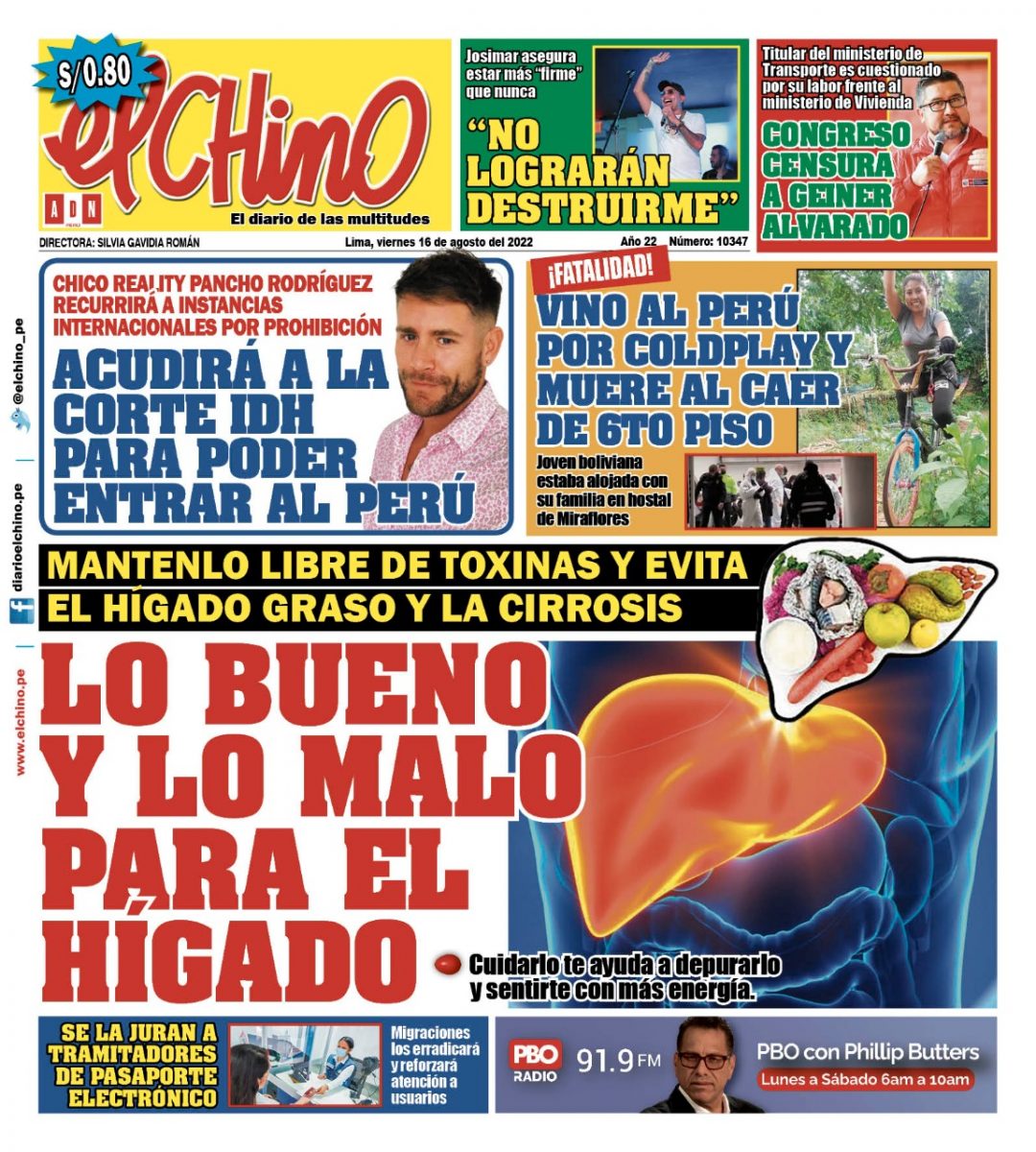 Portada impresa – Diario El Chino (16/09/2022) - El Chino