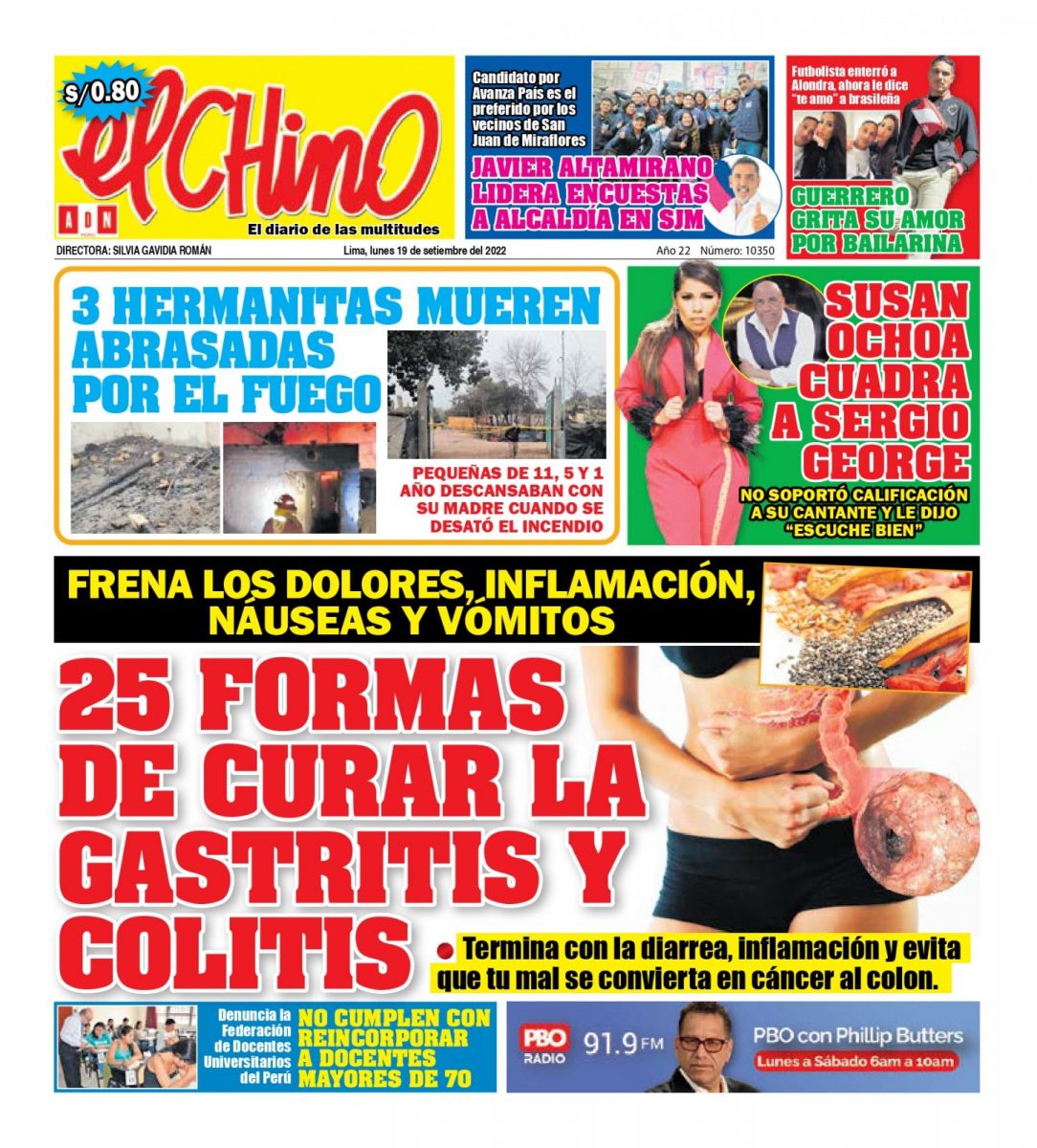 Portada impresa – Diario El Chino (19/09/2022)