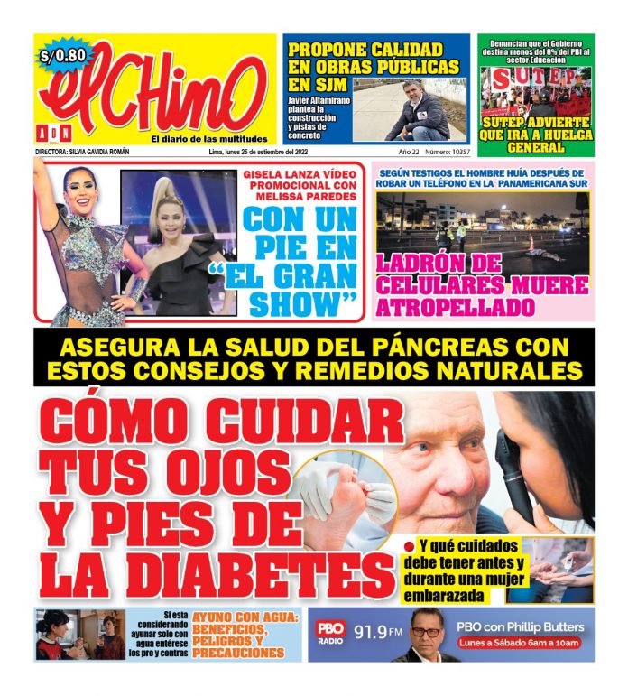 Portada impresa – Diario El Chino (26/09/2022) - El Chino