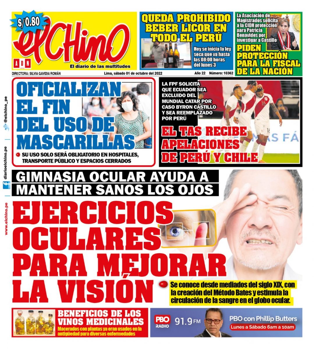 Portada impresa – Diario El Chino (01/10/2022) - El Chino