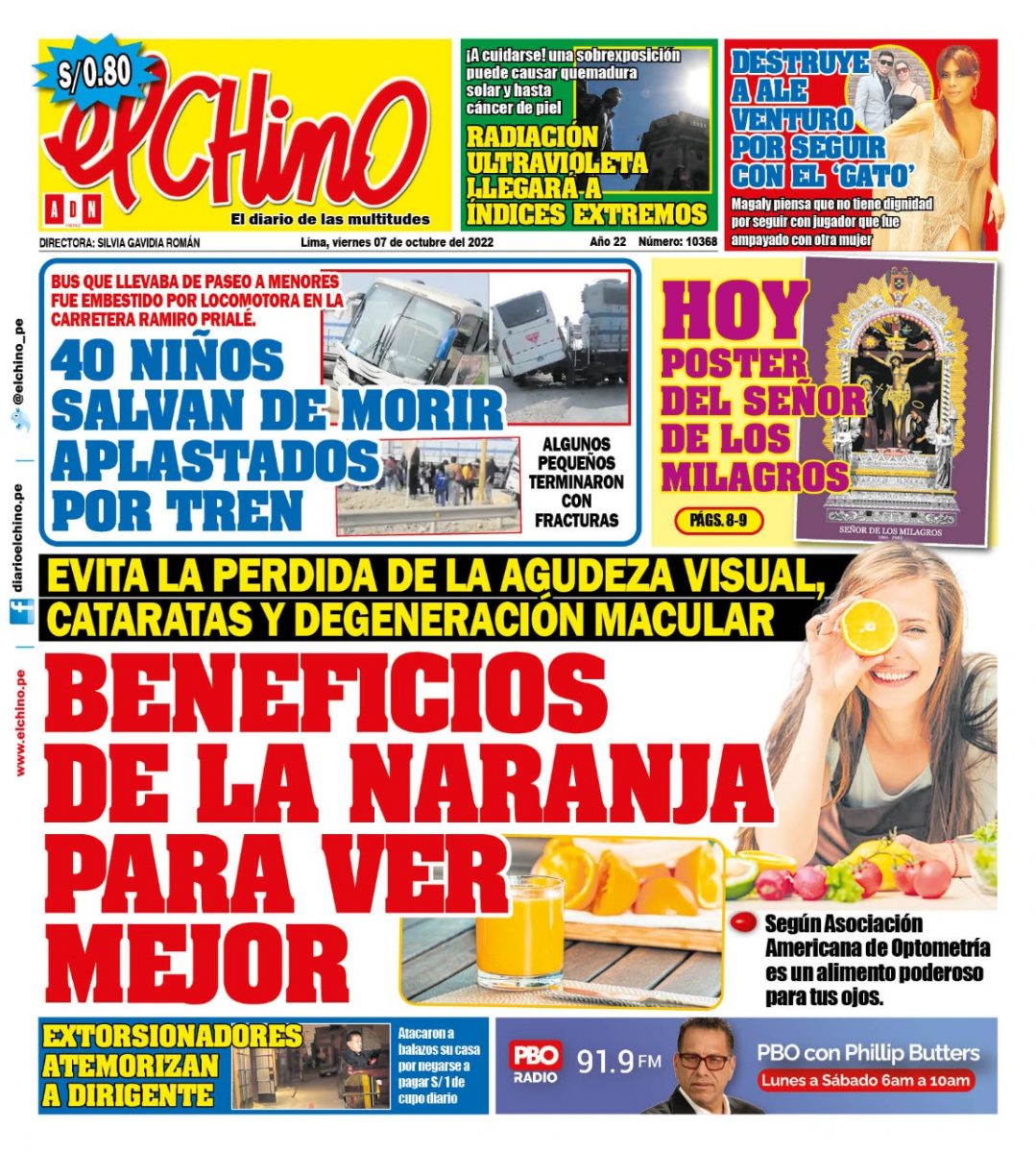 Portada impresa – Diario El Chino (07/10/2022) - El Chino