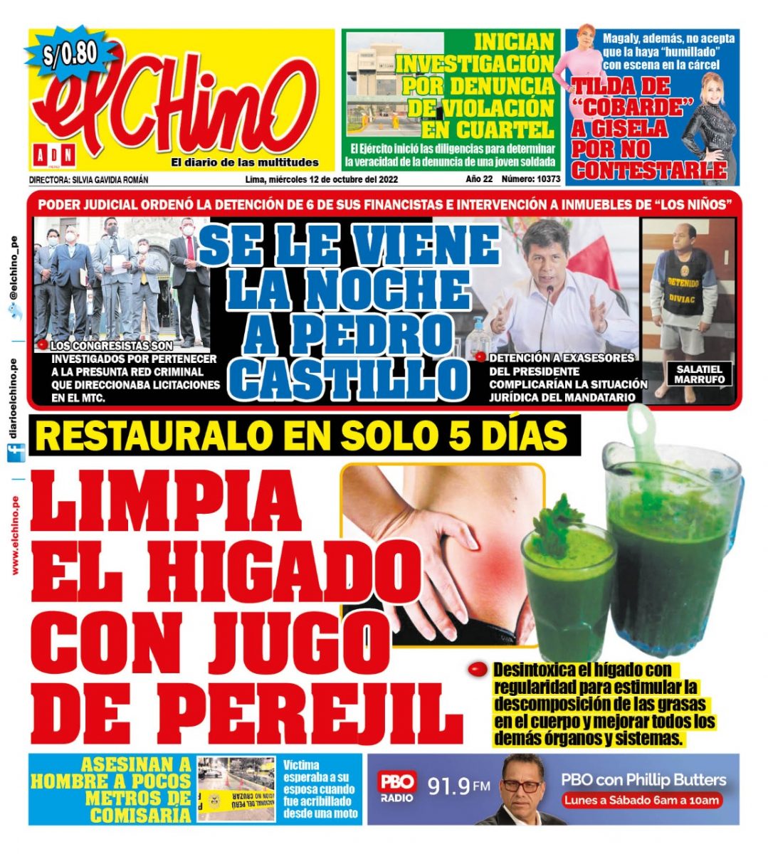 Portada impresa – Diario El Chino (12/10/2022) - El Chino