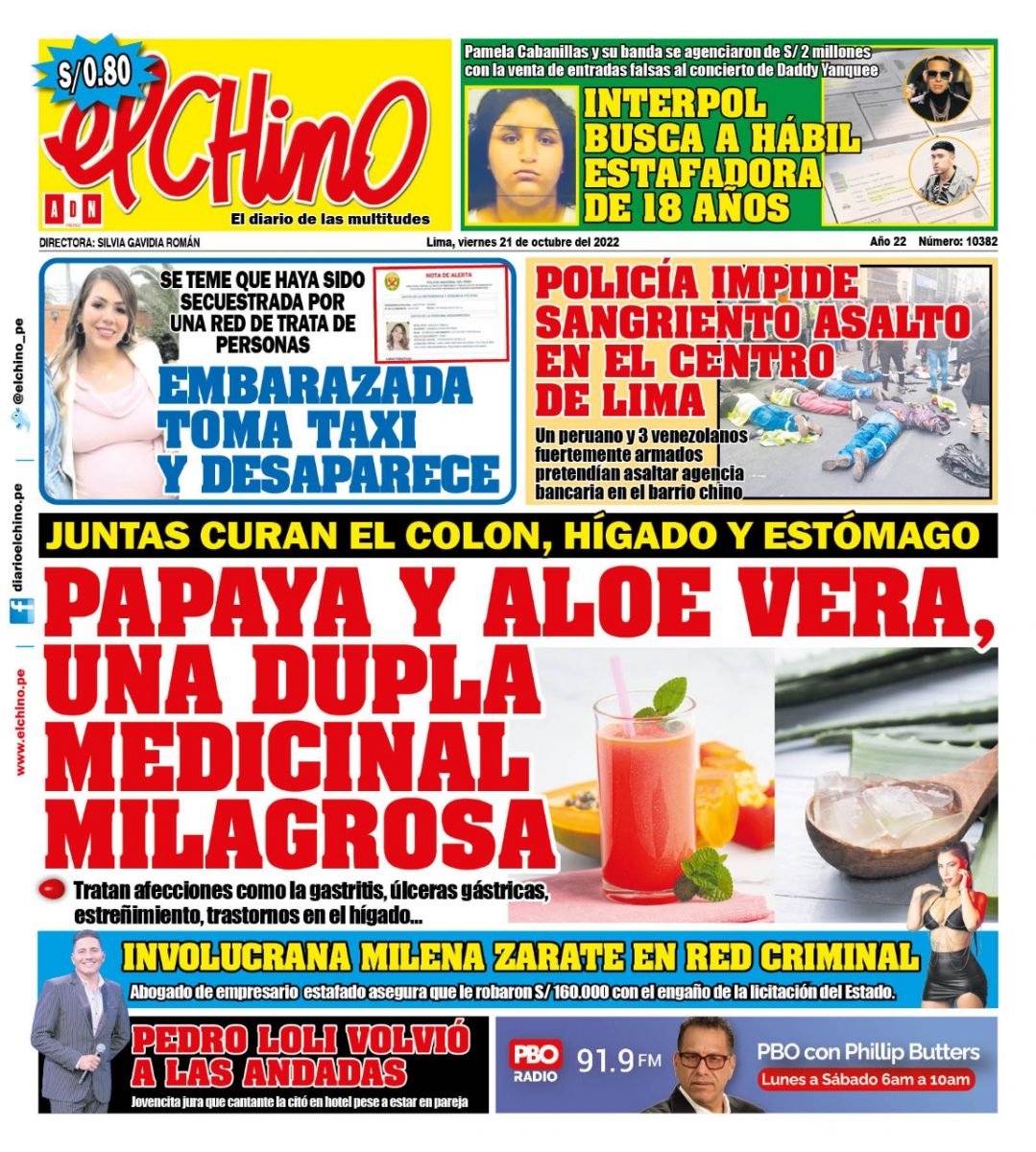 Portada impresa – Diario El Chino (21/10/2022) - El Chino