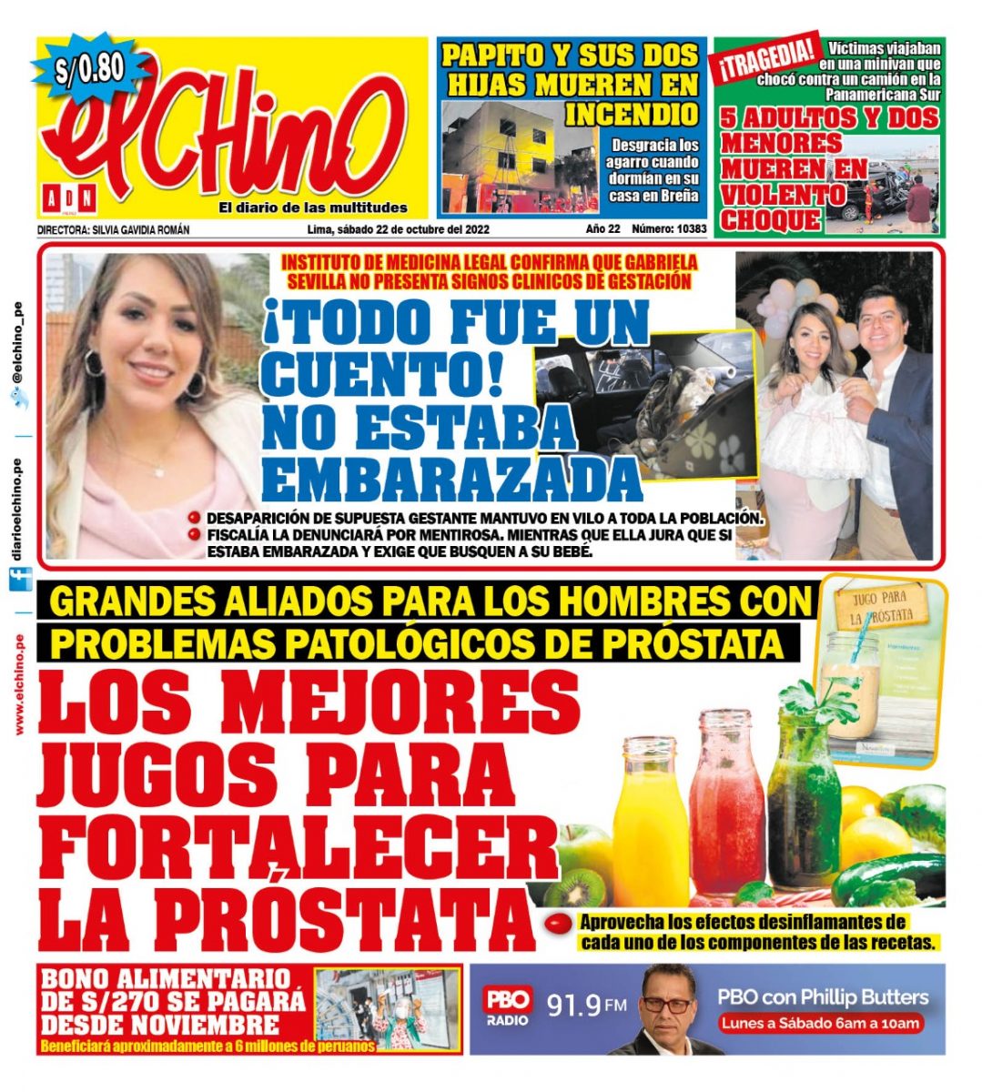 Portada impresa – Diario El Chino (22/10/2022) - El Chino
