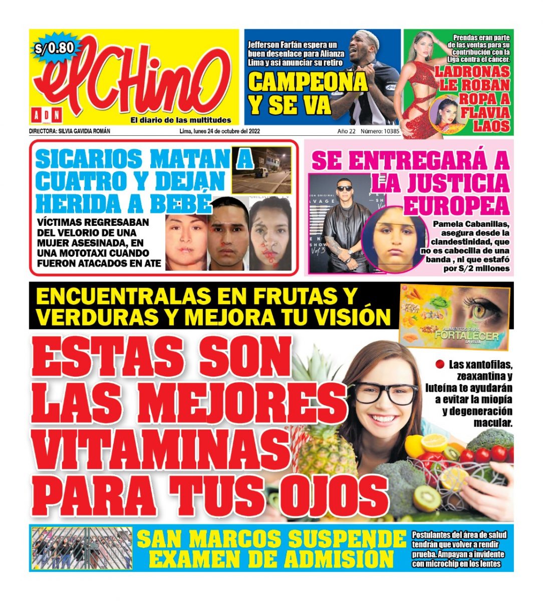 Portada impresa – Diario El Chino (24/10/2022)