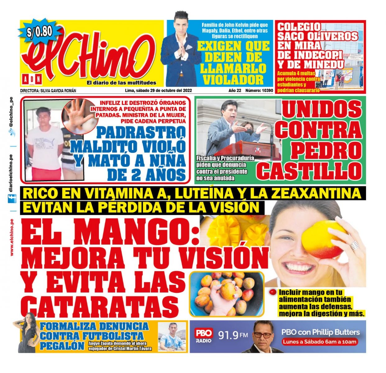 Portada impresa – Diario El Chino (29/10/2022)