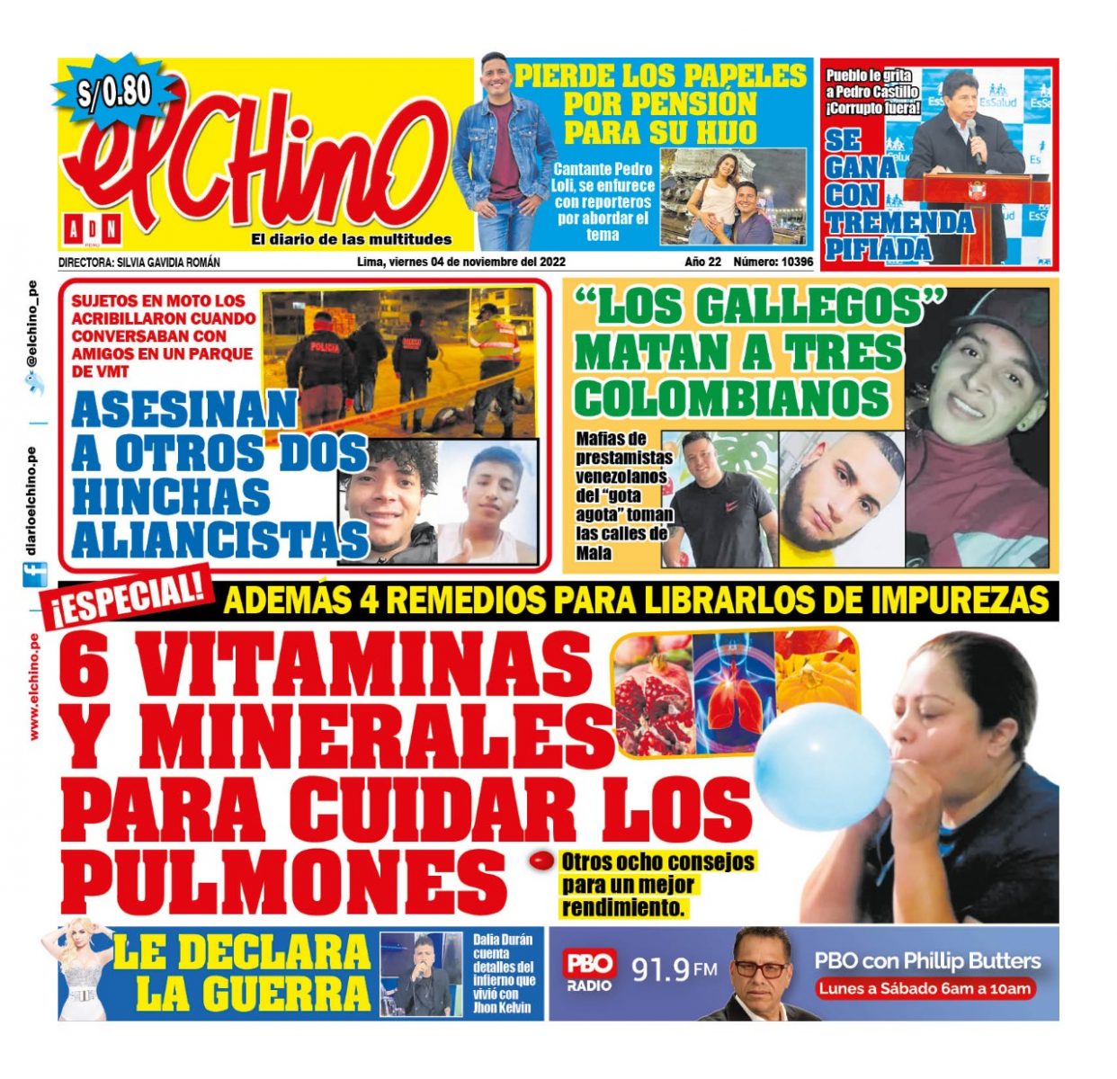 Portada impresa – Diario El Chino (04/11/2022) - El Chino