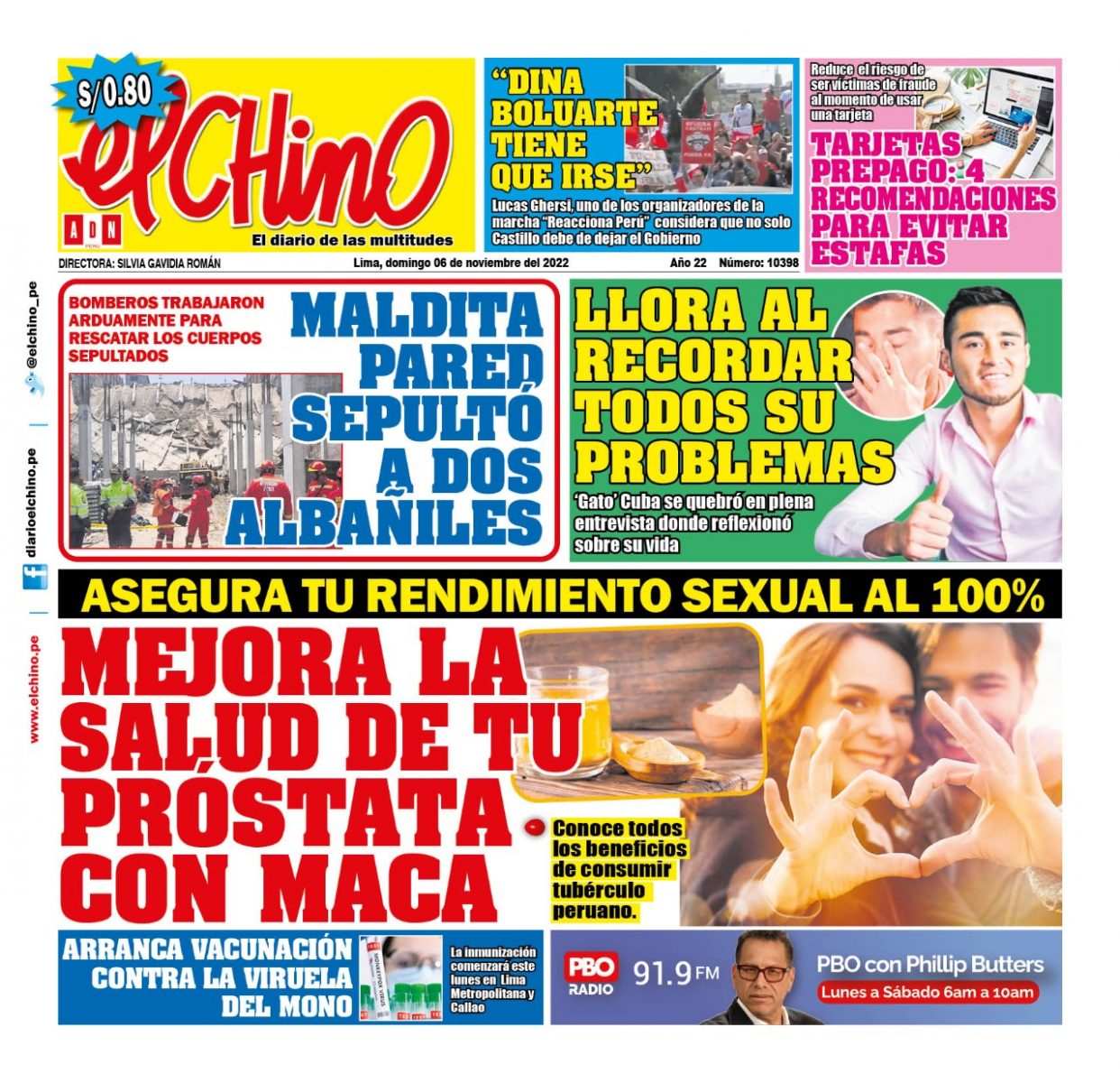 Portada impresa – Diario El Chino (06-11-2022) - El Chino