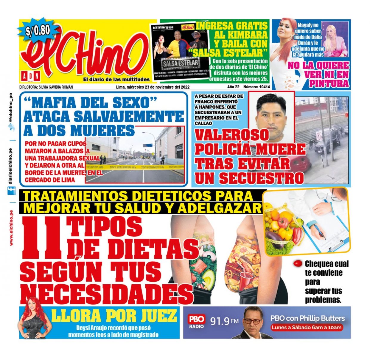 Portada impresa – Diario El Chino (23/11/2022) - El Chino