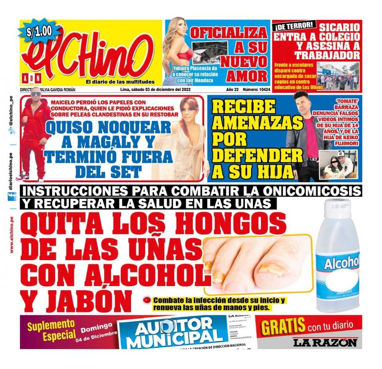 Portada impresa – Diario El Chino (03/12/2022)