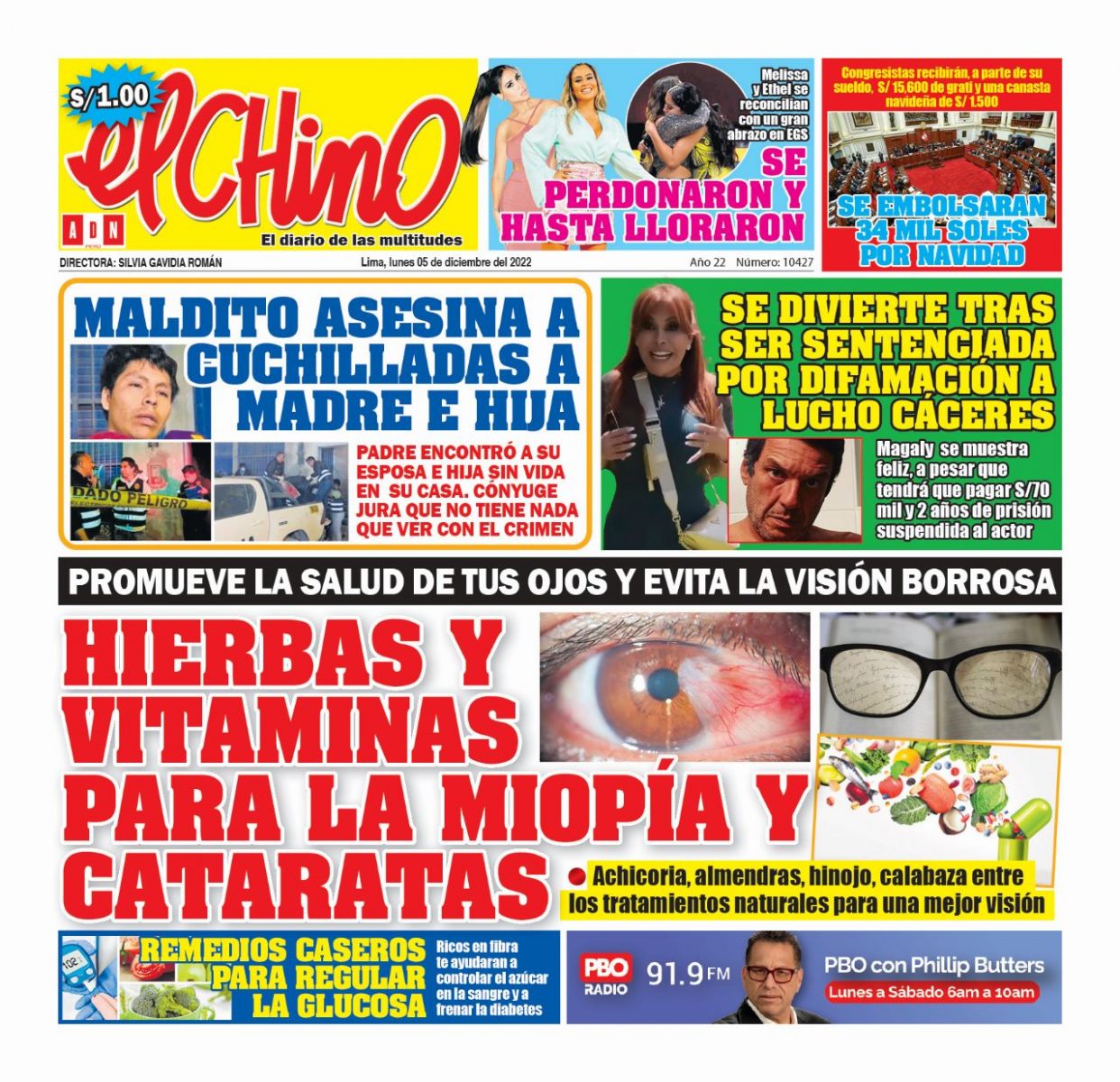 Portada impresa – Diario El Chino (05/12/2022) - El Chino