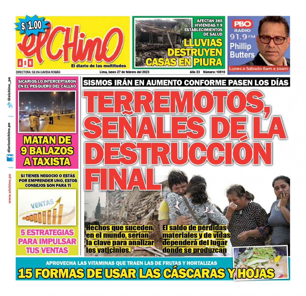 Portada impresa – Diario El Chino (27/02/2023) - El Chino