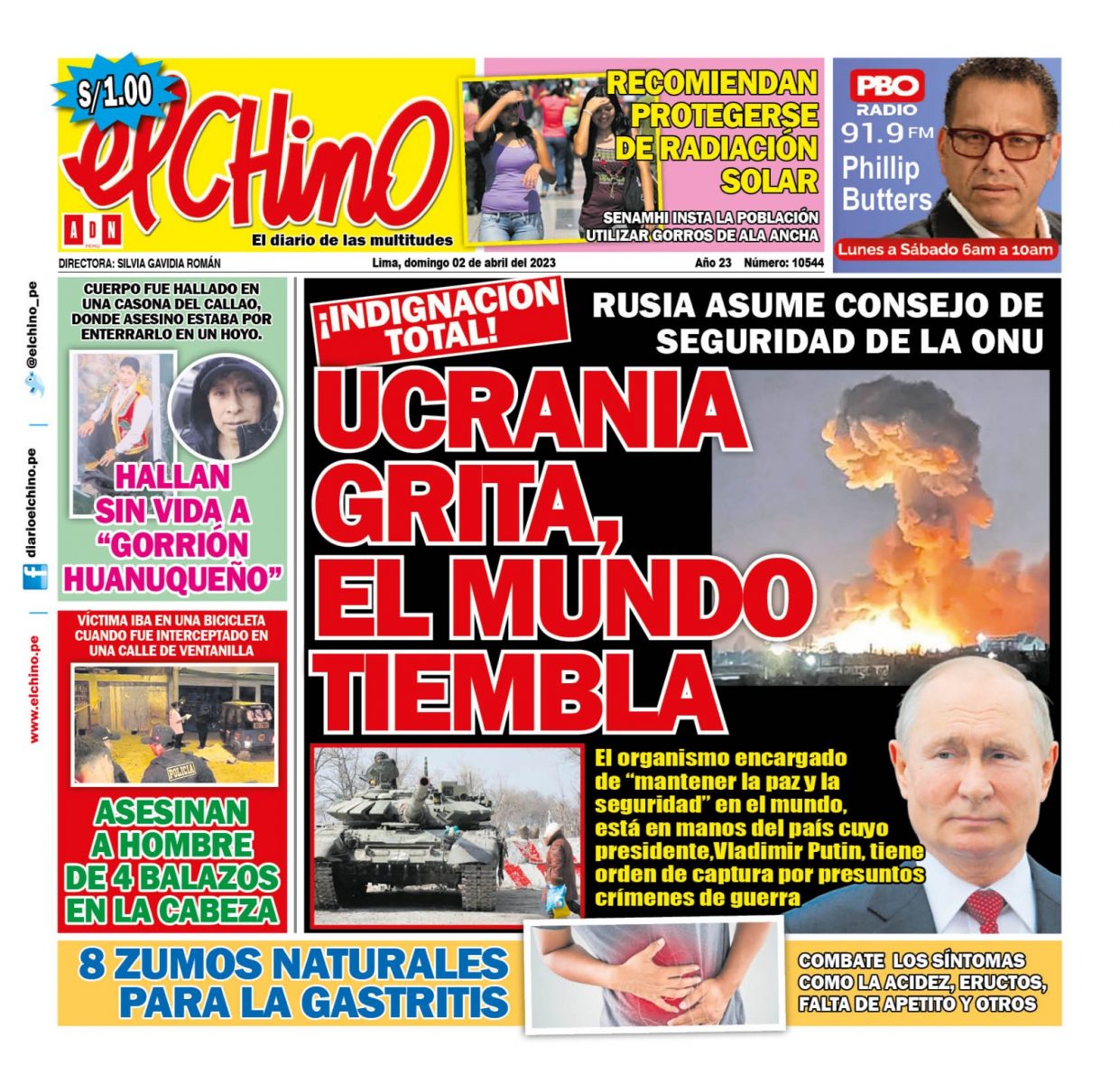 Portada impresa – Diario El Chino (02/04/2023) - El Chino