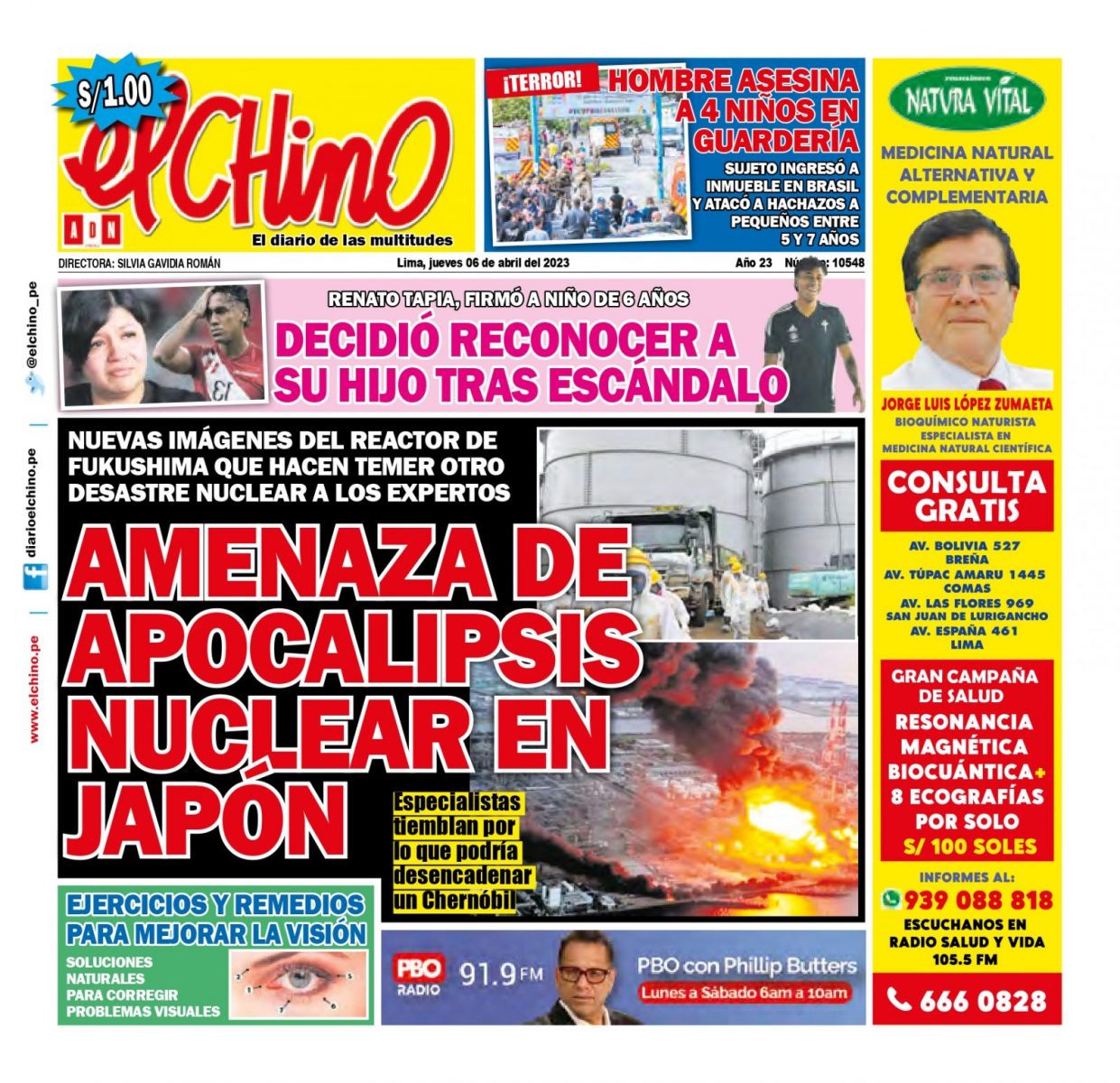 Portada impresa – Diario El Chino (06/04/2023) - El Chino