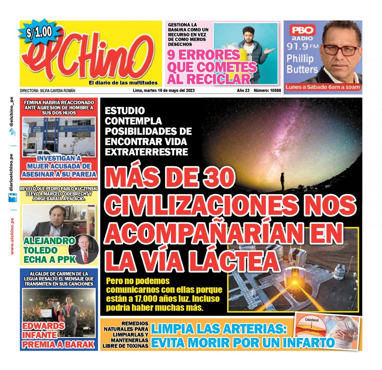 Portada impresa – Diario El Chino (16/05/2023) - El Chino