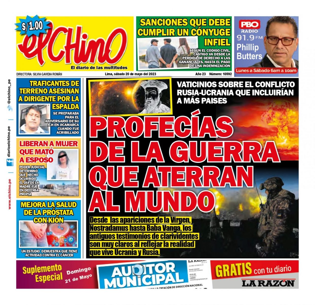 Portada impresa – Diario El Chino (20/05/2023)