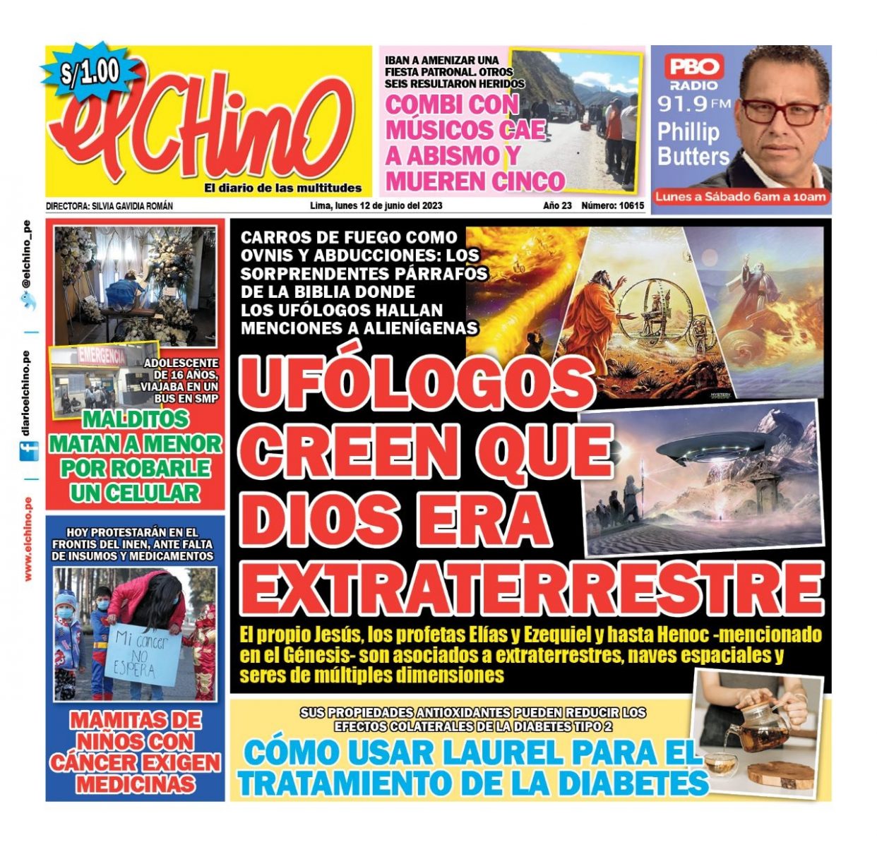Portada impresa – Diario El Chino (12/06/2023)