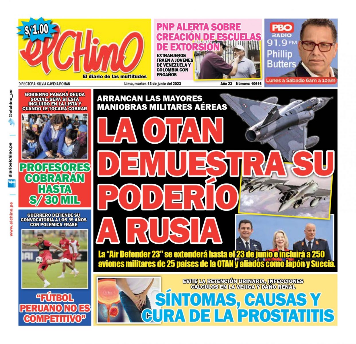 Portada impresa – Diario El Chino (13/06/2023) - El Chino