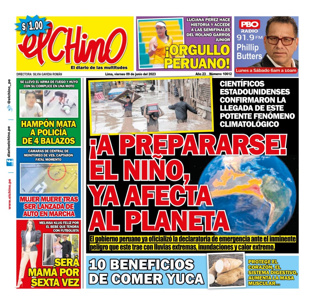 Portada impresa – Diario El Chino (09/06/2023) - El Chino