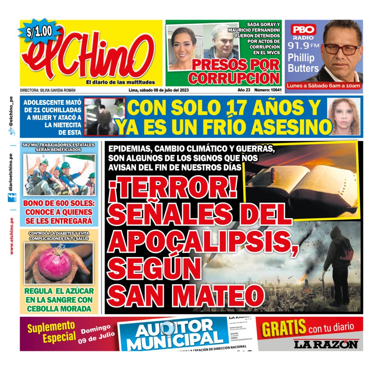 Portada impresa – Diario El Chino (08/07/2023) - El Chino
