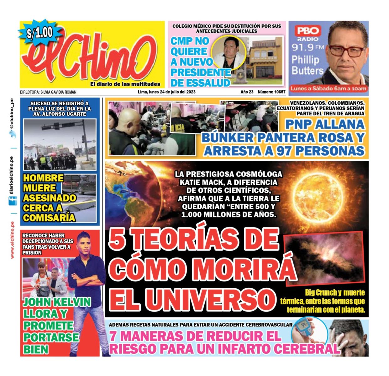 Portada impresa – Diario El Chino (24/07/2023) - El Chino