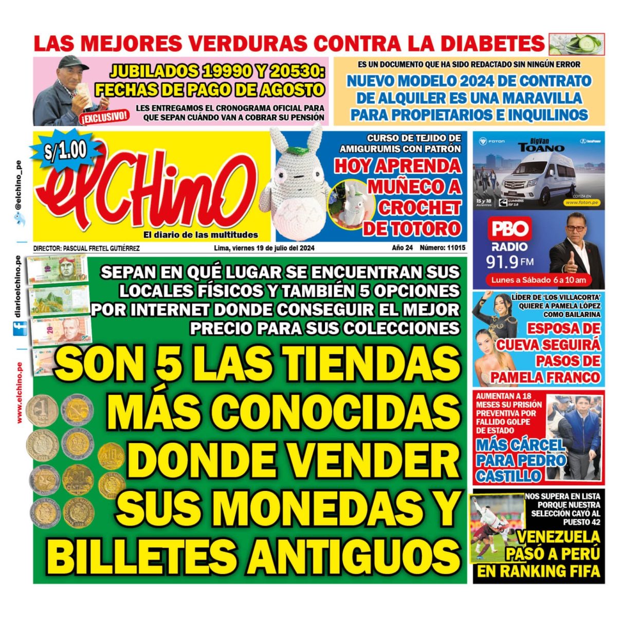 Portada Diario El Chino (19/07/2024) - El Chino