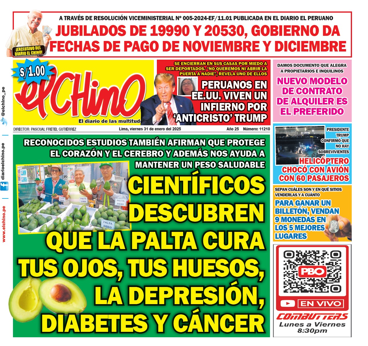 Portada Diario El Chino (31/01/2025) - El Chino