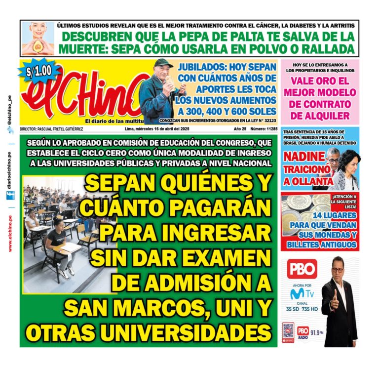 Portada Diario El Chino (16/04/2025) - El Chino